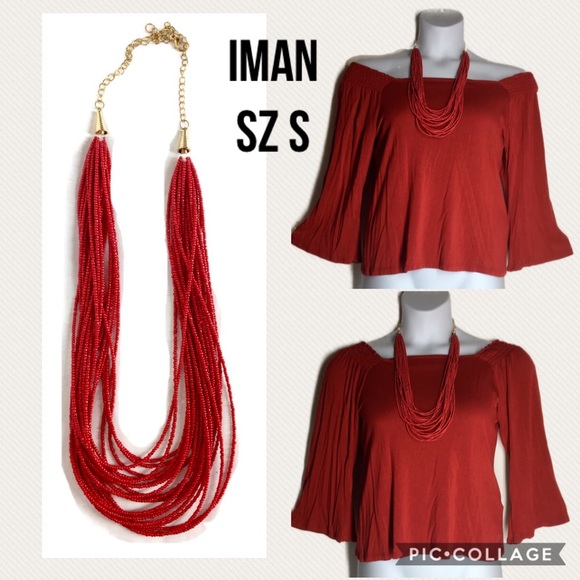 IMAN | Tops | Iman Red Top Wnecklace Sz S | Poshmark